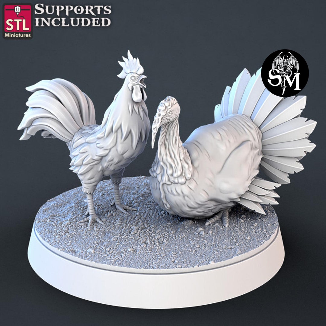 Rooster and Turkey Beast STL Miniatures 28-32mm - Etsy