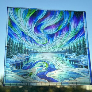Stained Glass Aurora Northern Lights Window Cling | Sun Catcher ...