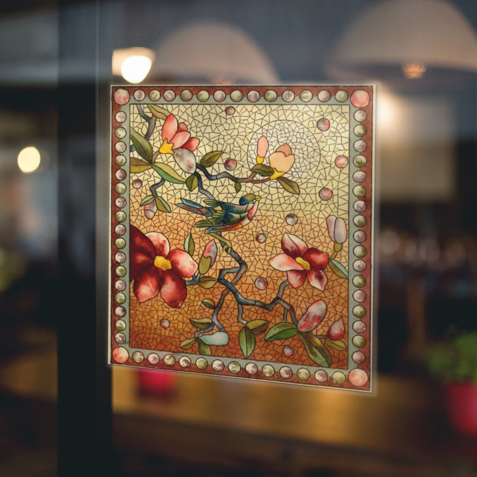 Vintage Stained Glass Vinyl Window Cling| Sun Catcher | Window Film - Etsy