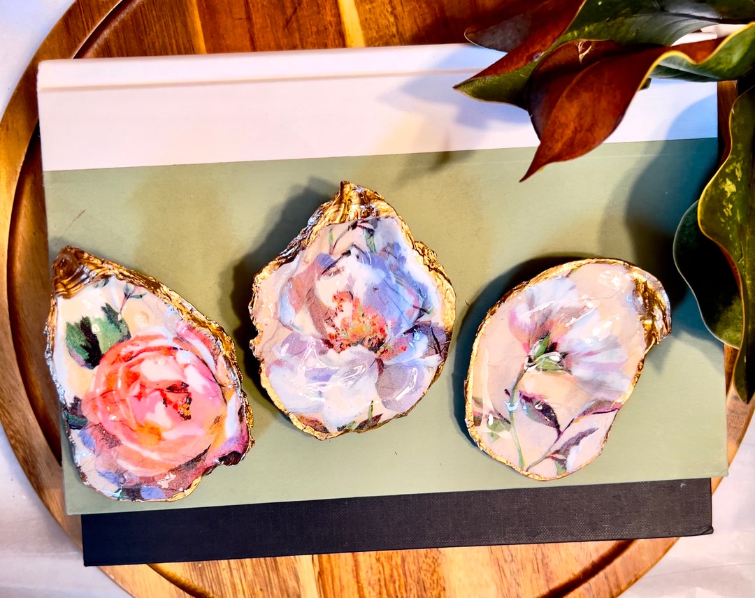 Oyster Shell Magnets, Shell Magnets, Fridge Magnets Flowers ,unique ...