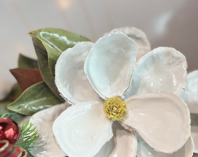 Oyster Shell Decor Gold Leaf Trimmed Oyster Shell Table Display Wall ...