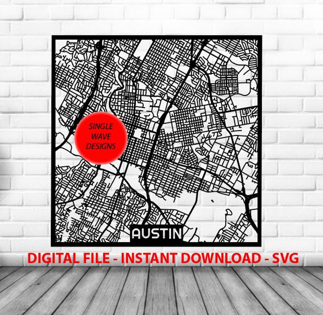 Austin Texas: Road Map Laser Cut File SVG - Etsy