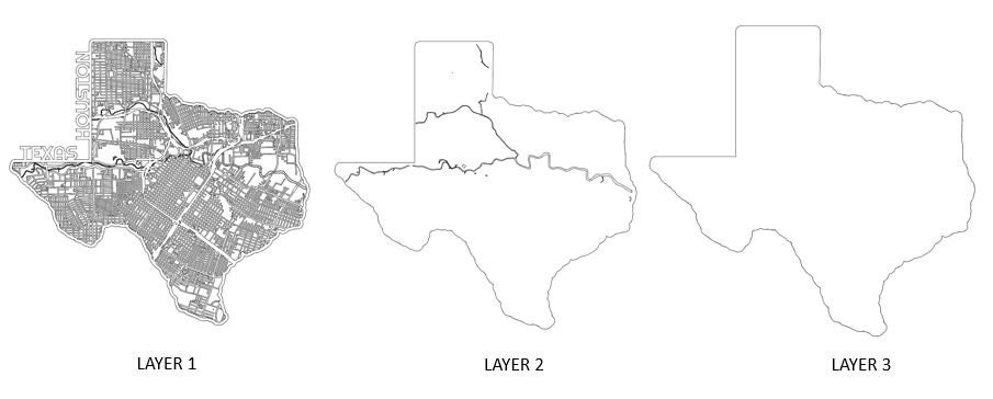 Houston Texas: Road Map Laser Cut File multi Layer SVG - Etsy Canada