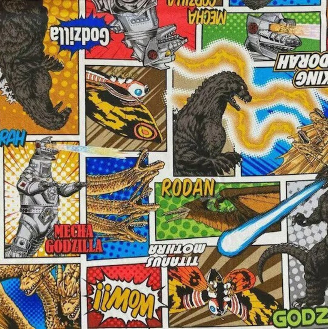 Godzilla Fabric Godzilla Scary Printed Handmade Designer Printed Cotton ...