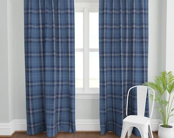 Blackout Blue Plaid Curtains - Etsy