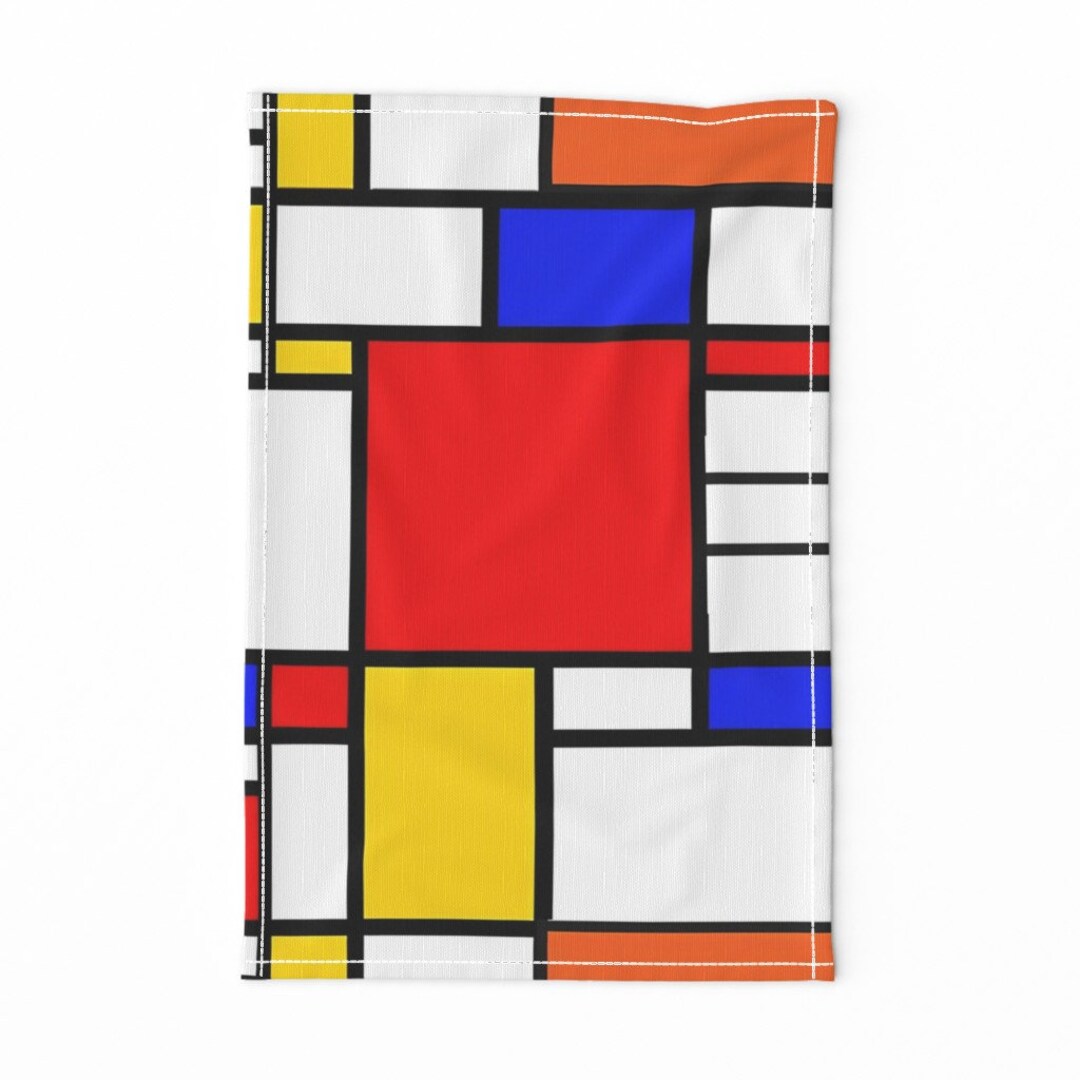 Mondrian Pop Art Printed Cotton Fabric Teatowel set of 2 - Etsy