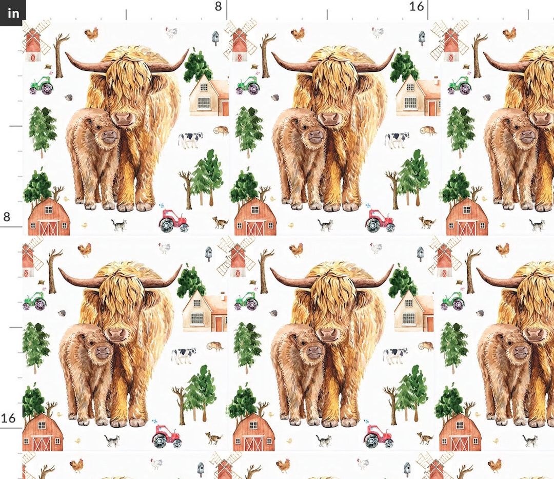 Highland Cow Fabric Highland Cattle Farm Scottish Highland Cow Barn ...