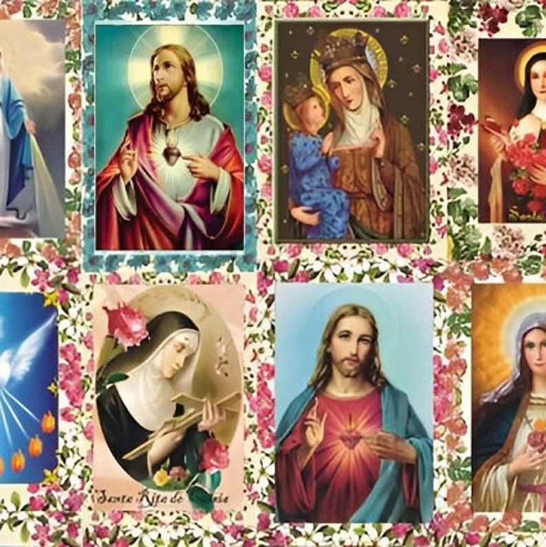 Catholic Saints Fabric Catholic Saints and Images Collage - Etsy