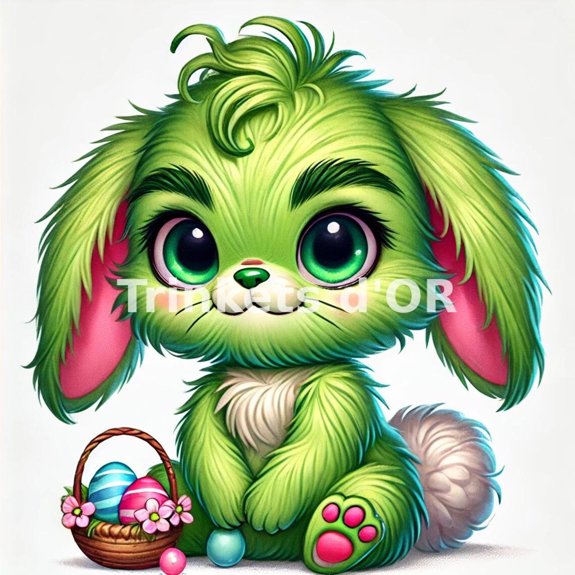 Easter Bunny Clipart | Cute Green Bunny PNG | Pastel Spring Bunny With ...