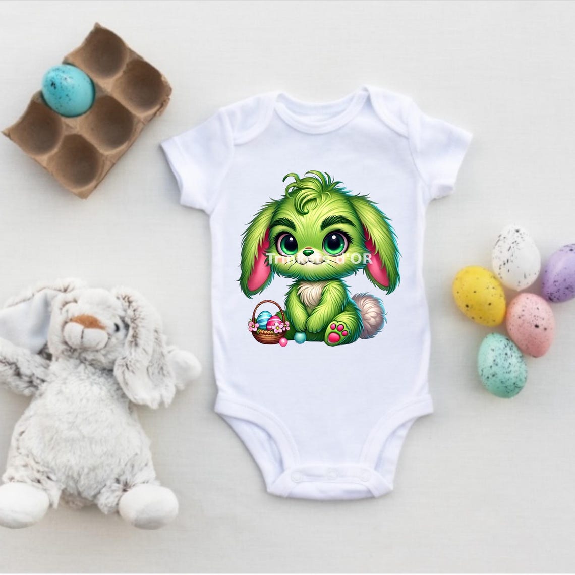 Easter Bunny Clipart | Cute Green Bunny PNG | Pastel Spring Bunny With ...