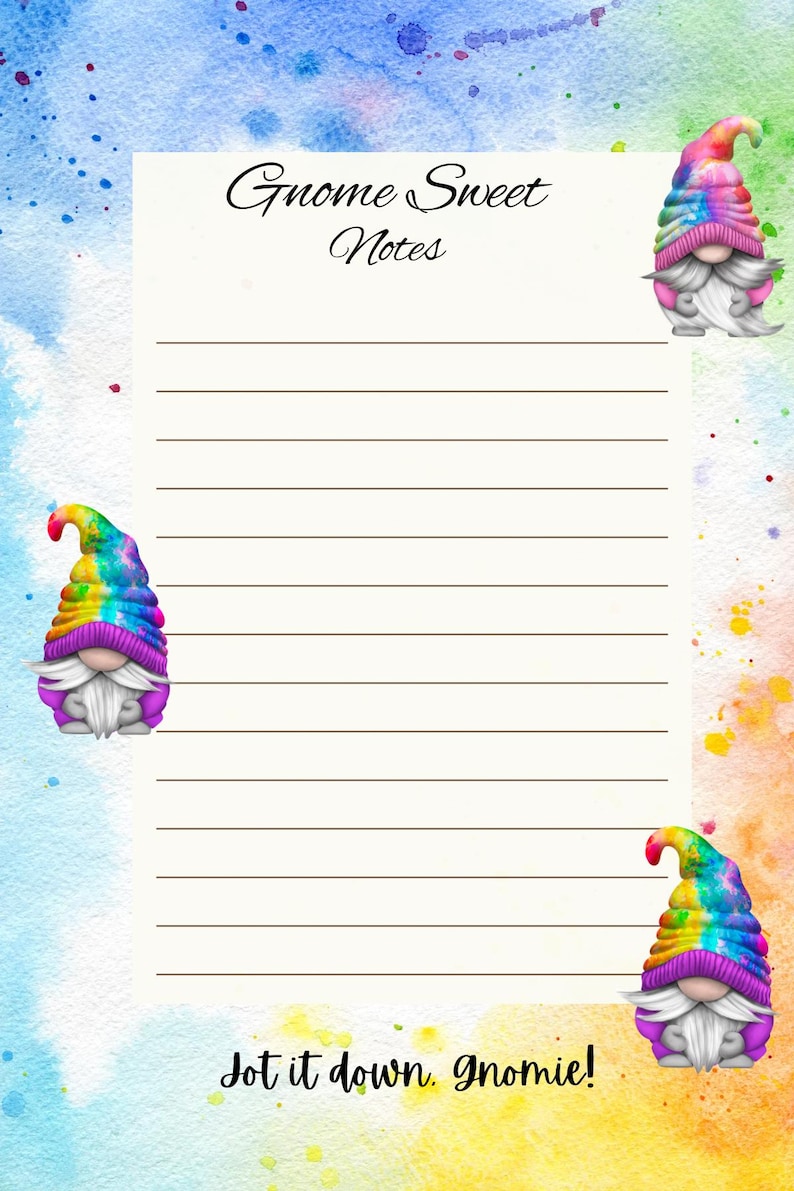 Rainbow Gnome Notepad | Cute Watercolor Gnome Stationery | Funny “jot ...