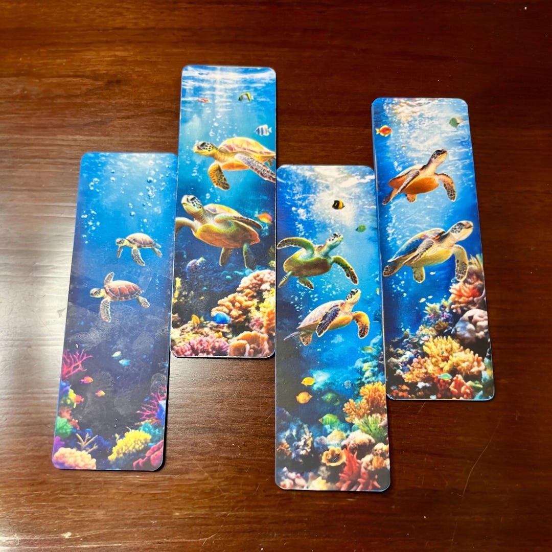 FREE SHIPPING - Sea Turtle Wooden Bookmarks – Ocean Animal Bookmark Set ...