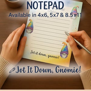 Rainbow Gnome Notepad | Cute Watercolor Gnome Stationery | Funny “jot ...