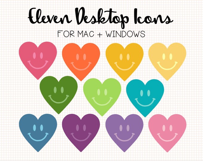 Rainbow Heart Desktop & Folder Icons | Mac + Windows - Etsy