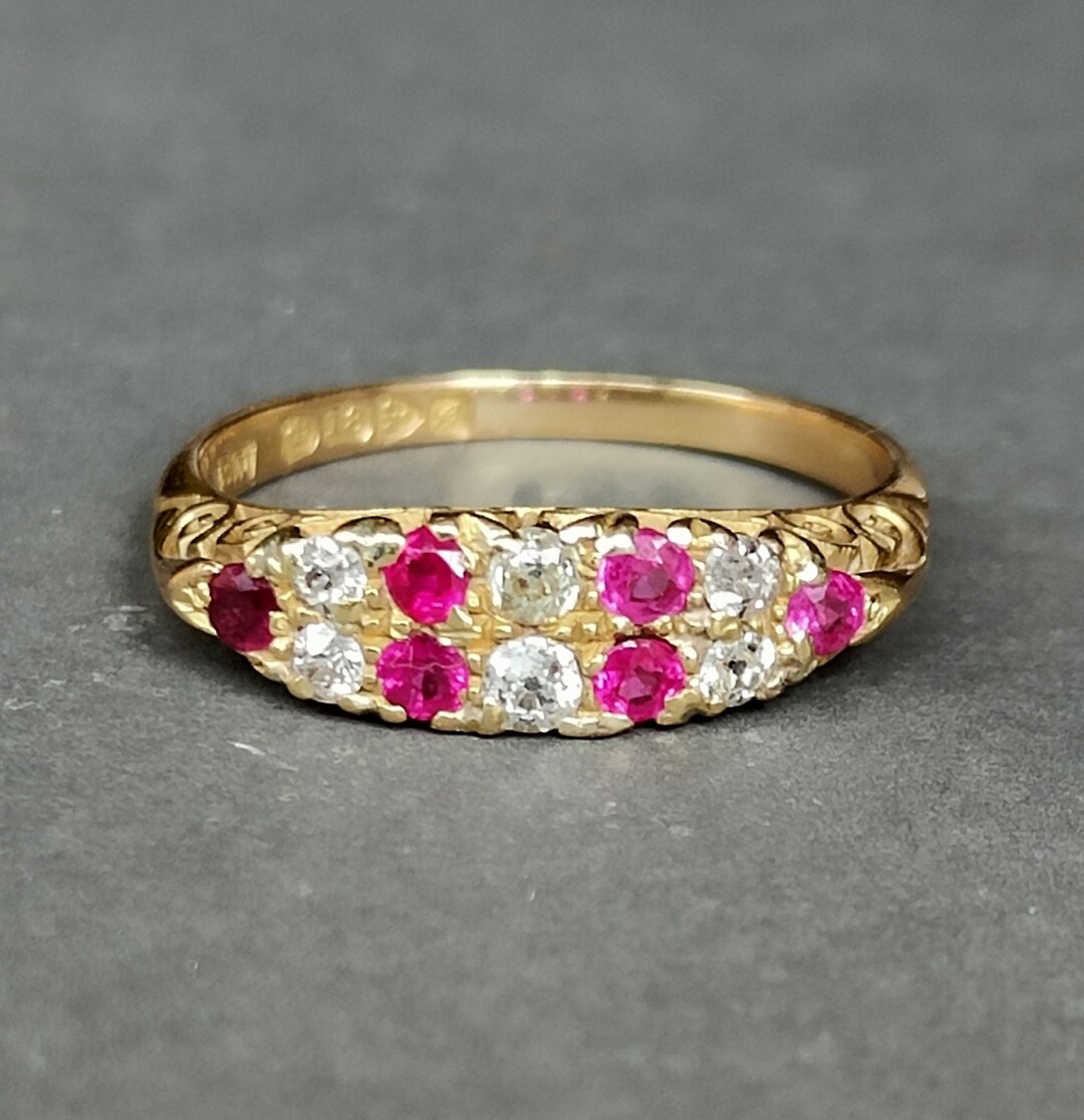 Edwardian 18ct Gold Ruby Diamond Ring Chester 1907 - Etsy