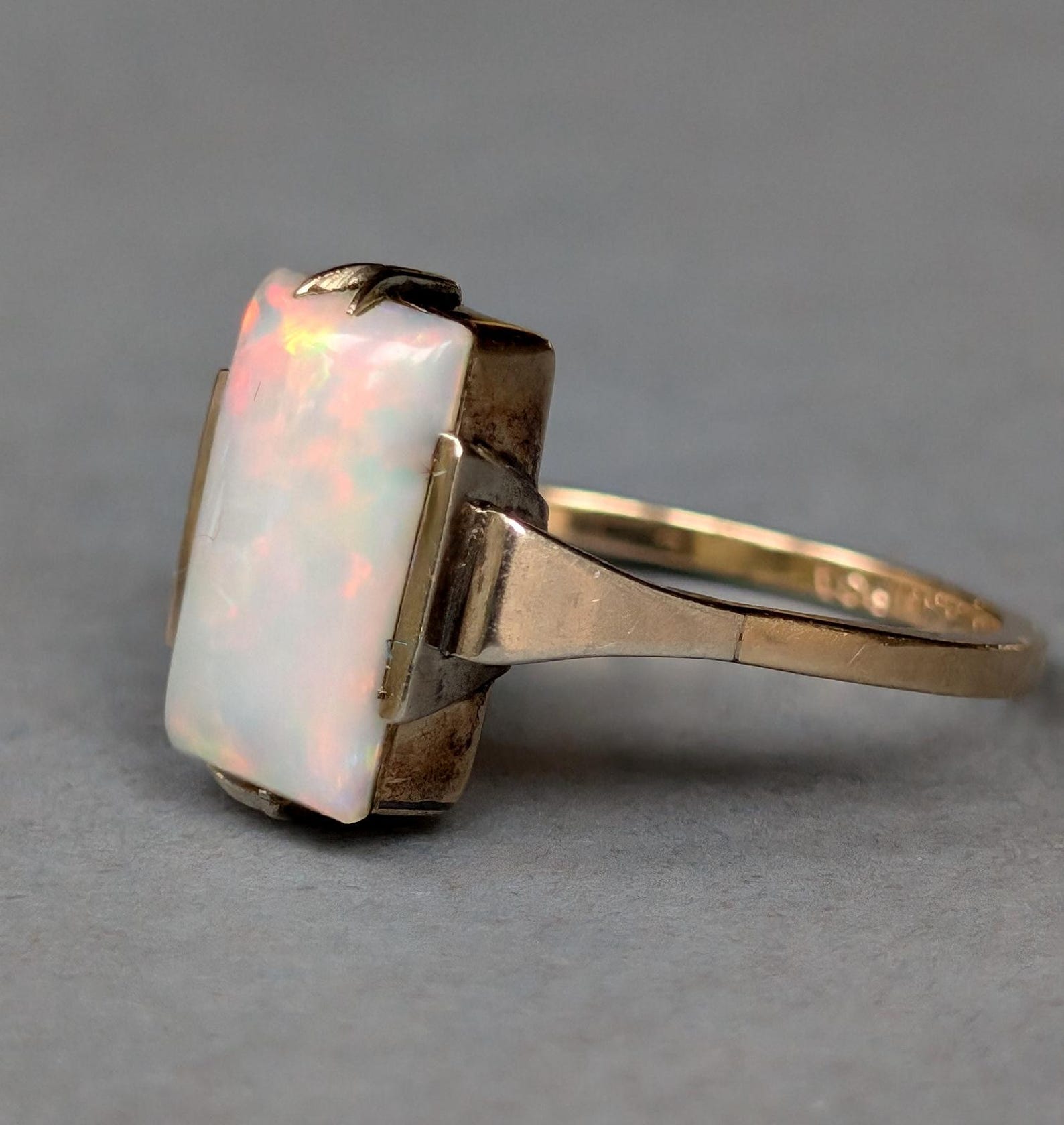 Art Deco 9ct Gold Opal Ring - Etsy