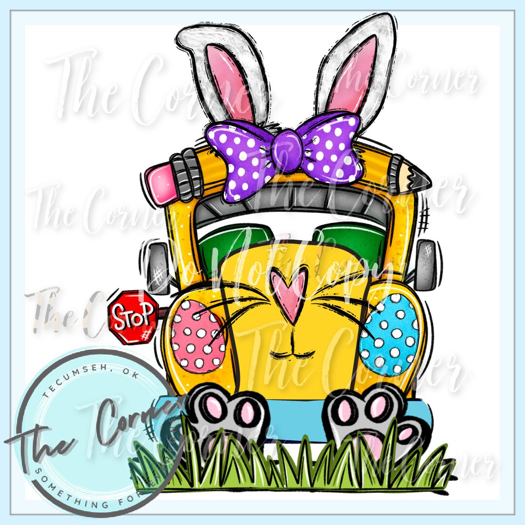 Easter Bunny Bus Htv Transfer Easter School Sublimation Bunny Shirt ...