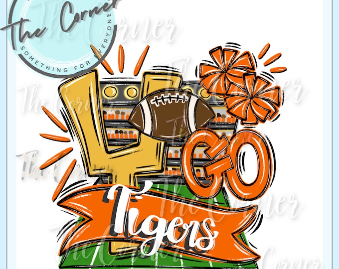Go Tiger Heat Transfer- Tiger Mascot Htv- Tiger Football Sublimation ...