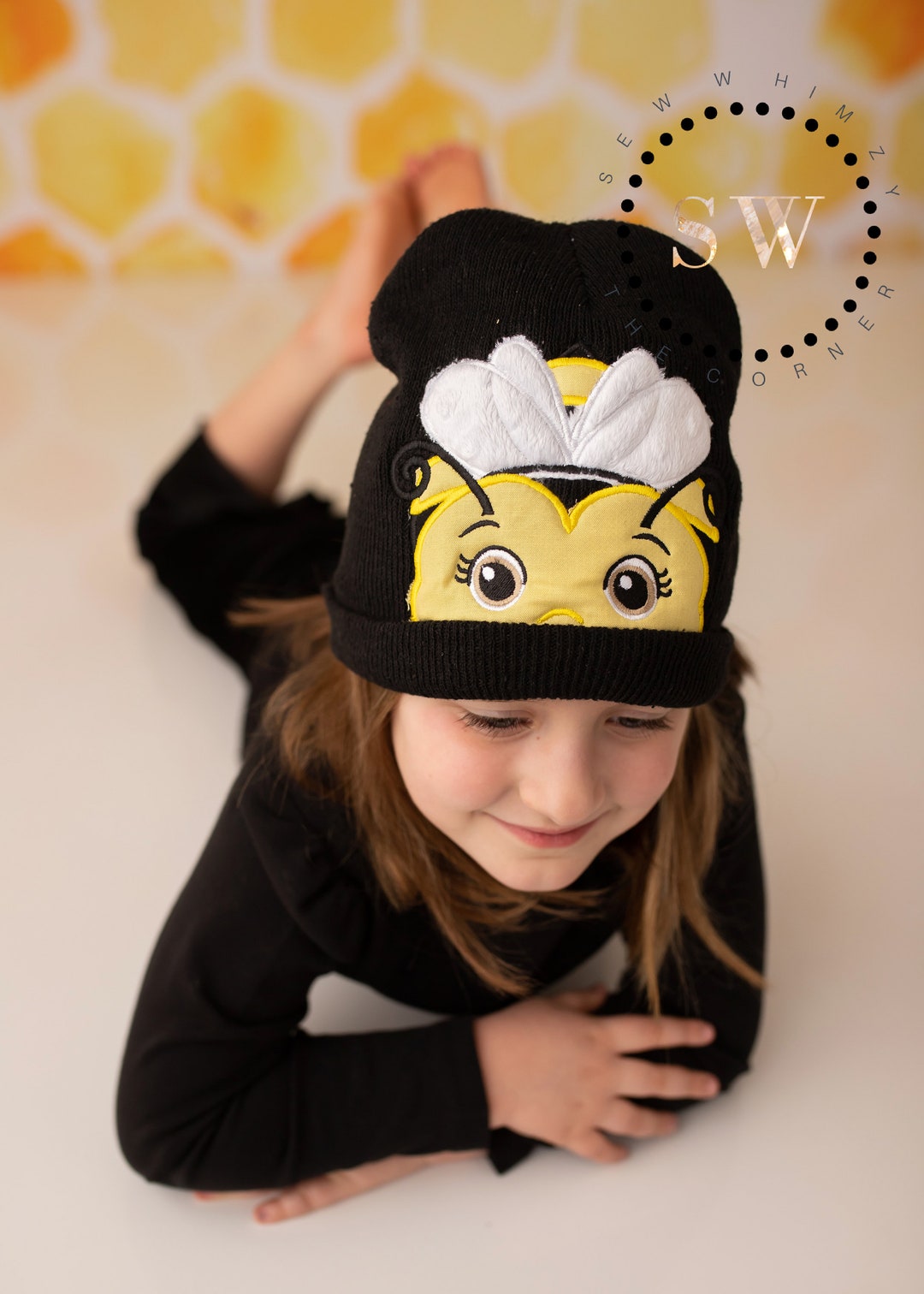 Embroidered Bumble Bee Cap Bee Embroidered Beanie Cap Girls Bee Cap ...
