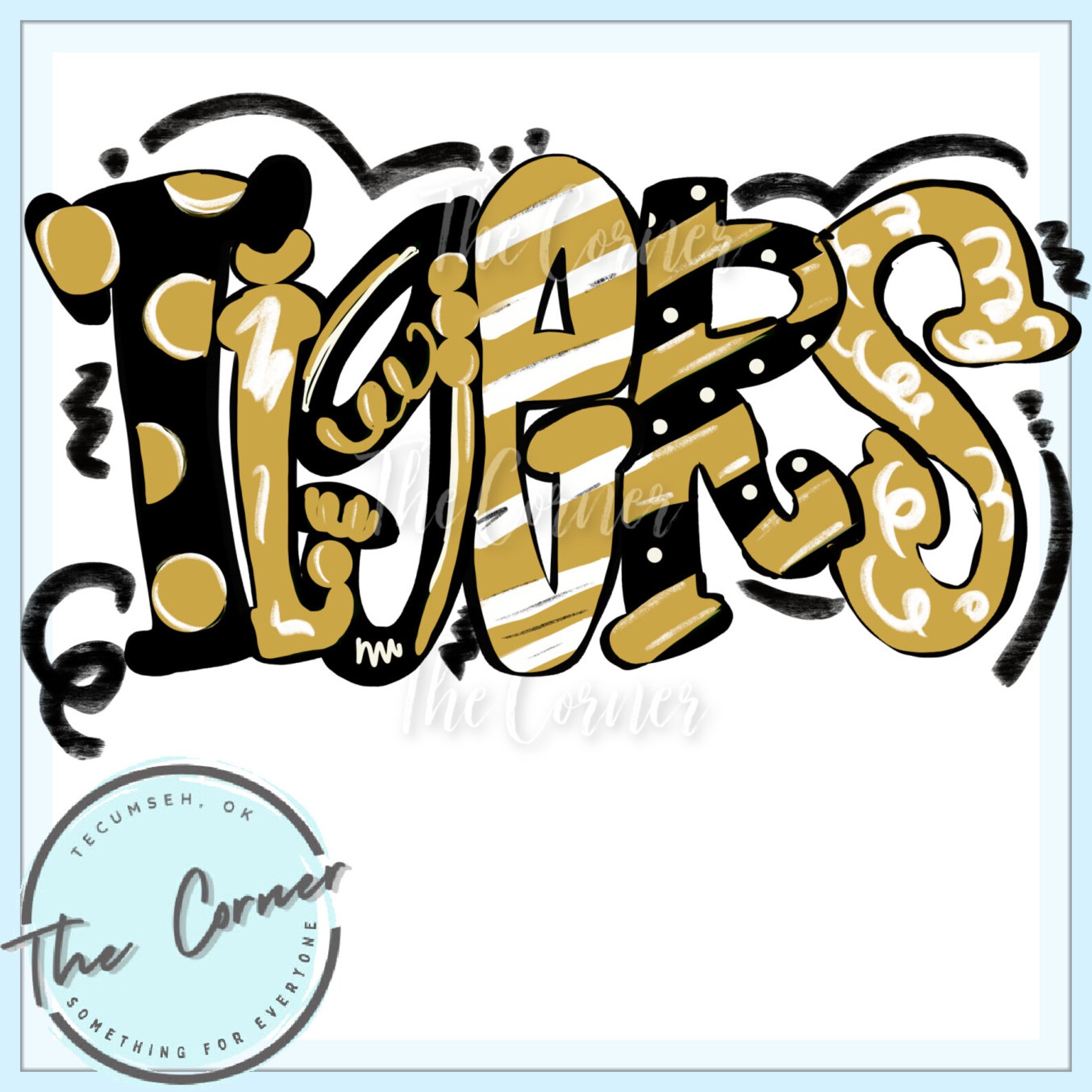 Tiger Heat Transfer Htv- Tiger Mascot Htv- Tiger Doodle Sublimation ...