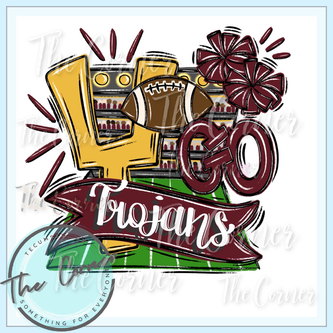 Trojans Heat Press Transfer Go Trojans Mascot HTV Transfer Football ...