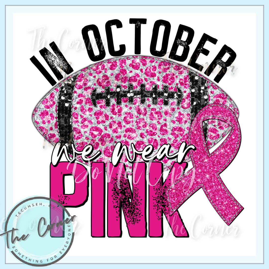 Breast Cancer Football Shirt Transfer Cancer Ribbon Htv - Etsy