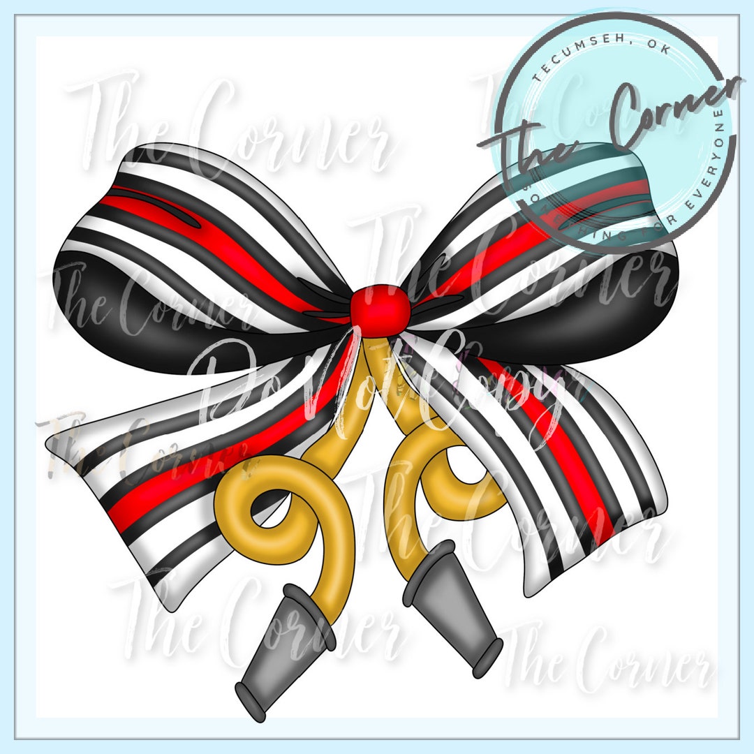 Fireman Bow Heat Press Transfer- Red Line Coquette Bow HTV Transfer ...