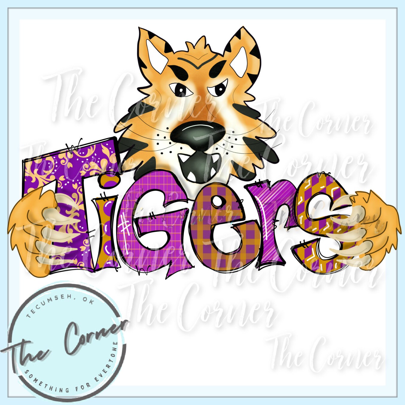 Tiger Heat Transfer Htv Tiger Mascot Htv Tiger Doodle - Etsy