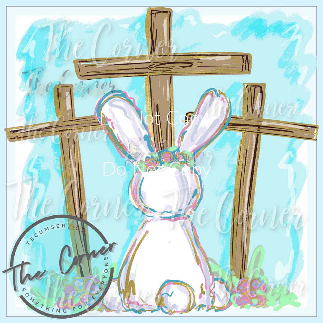 Easter Bunny Htv Transfer- Easter Cross Sublimation- Bunny Shirt Design ...
