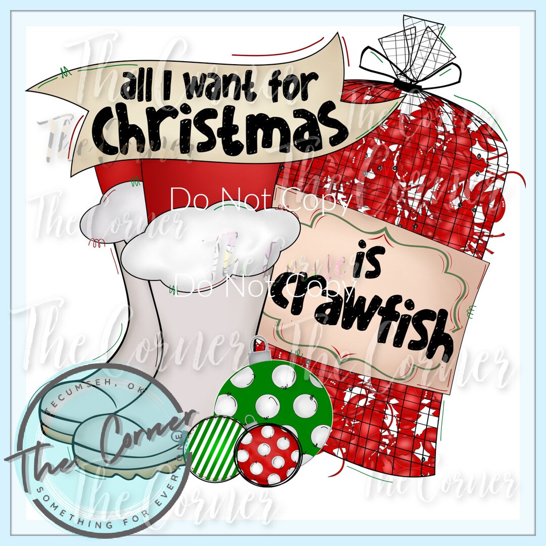 Crawfish Christmas Heat Press Transfer Christmas Santa HTV Transfer ...