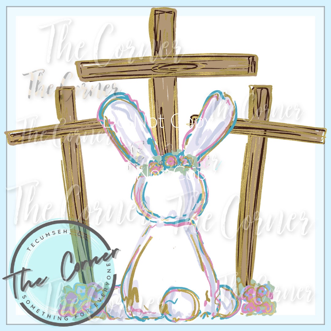 Easter Bunny Htv Transfer- Easter Cross Sublimation- Bunny Shirt Design ...