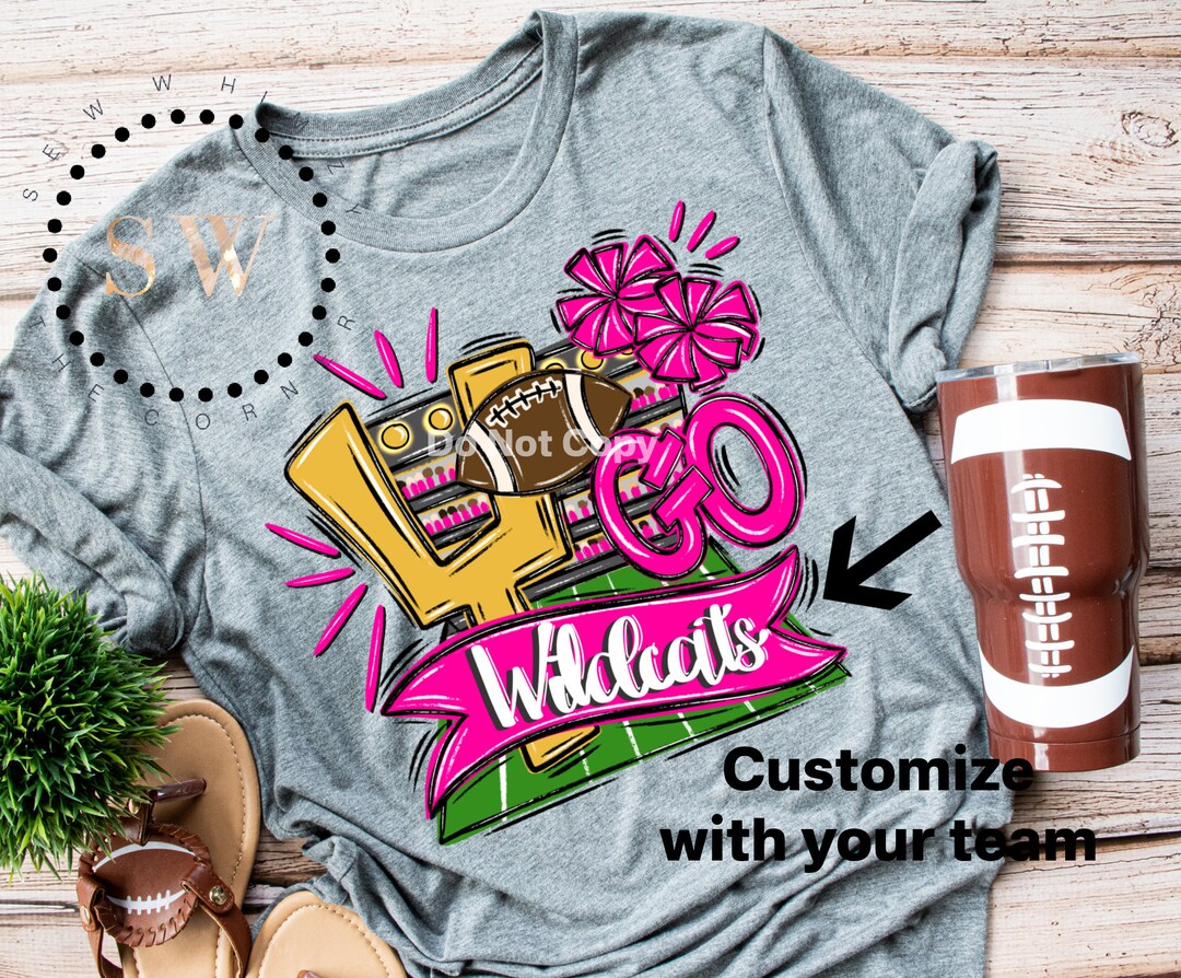 Wildcats Football Shirt- Pink Out Wildcat Shirt- Custom Team Shirt ...