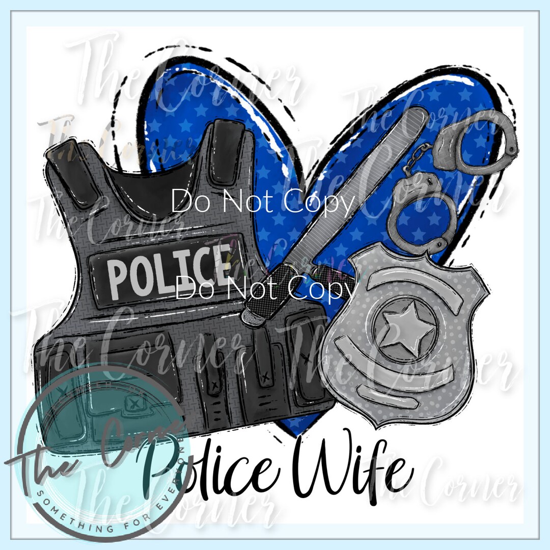 Blue Line Heart Transfer Police Valentine Heat Transfer Blue Line Love ...