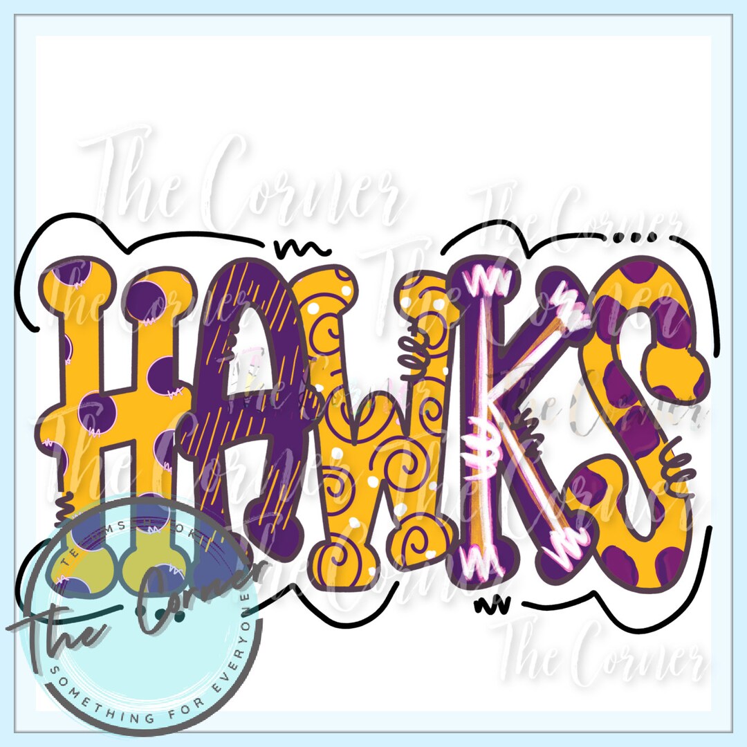 Hawks Heat Transfer Htv Hawk Mascot Hawks Doodle Sublimation Football ...