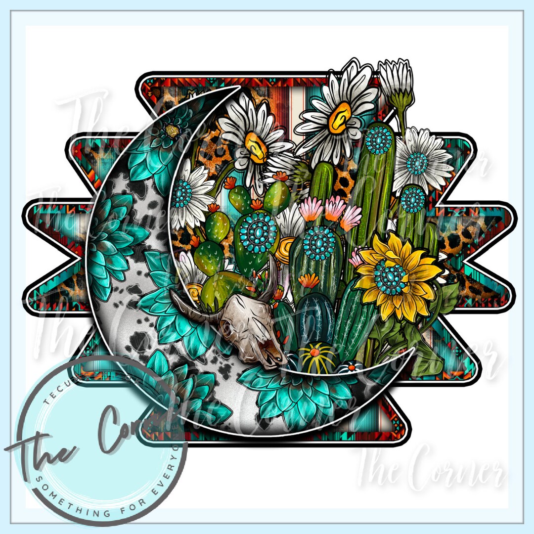 Southwestern Cactus Htv- Turquoise Leopard Sublimation- Cactus ...