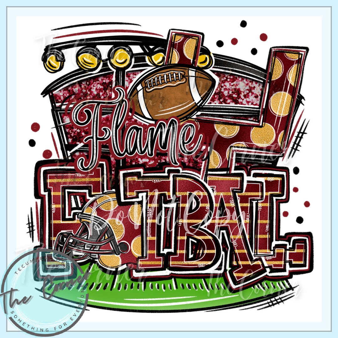 Flame Heat Transfer Htv- Flame Football Htv- Flame Team Sublimation ...