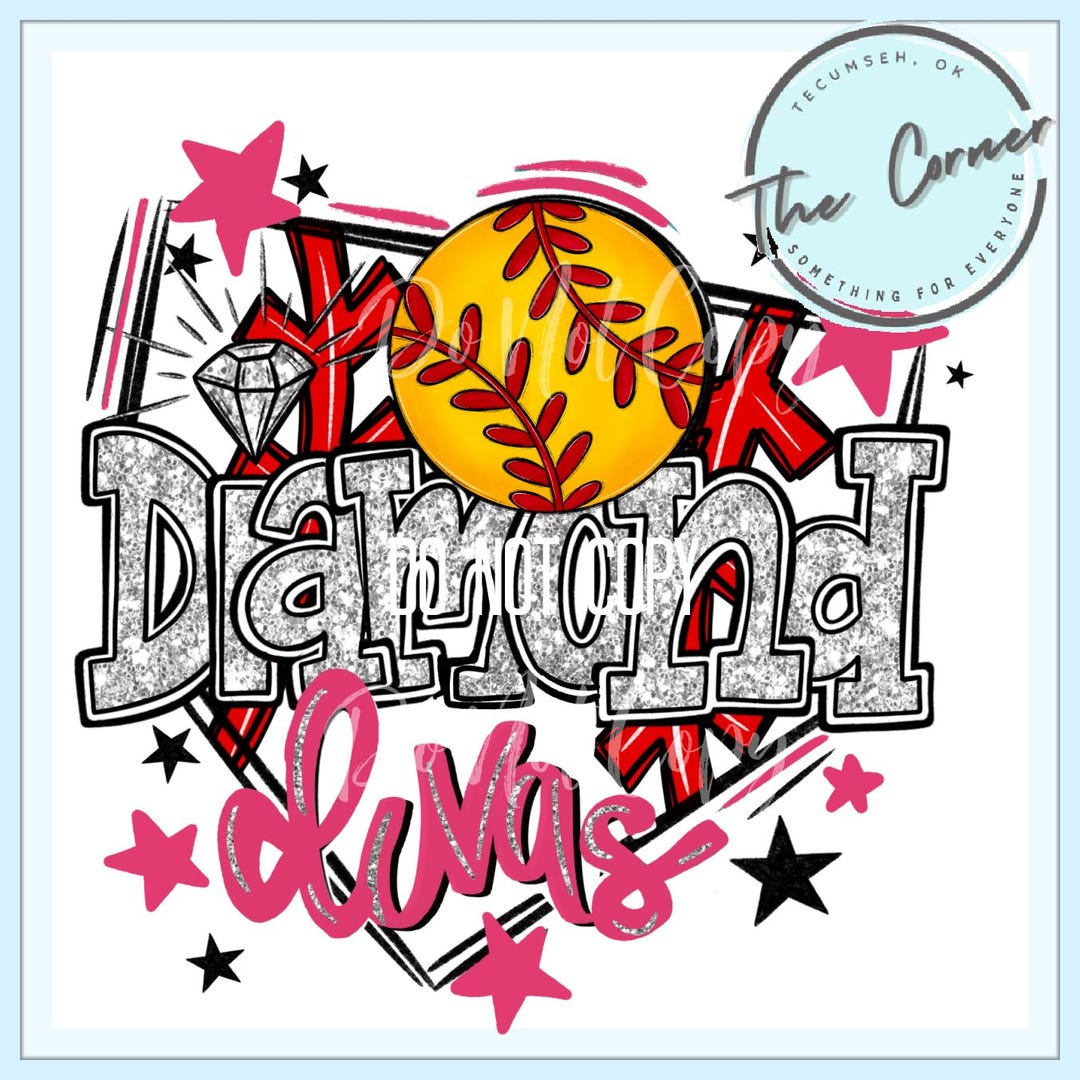 Softball Htv Transfer- Baseball Htv- Diamond Divas Sublimation ...
