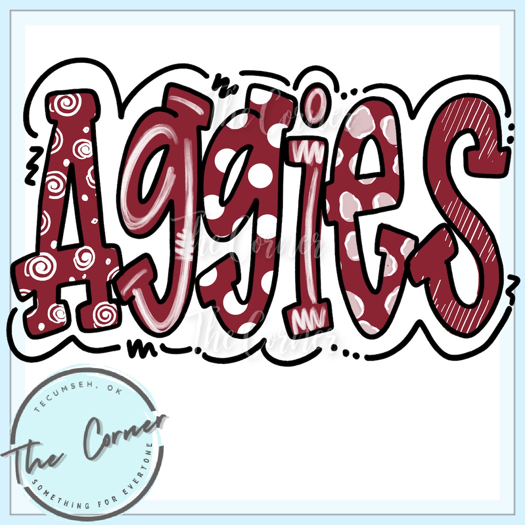 Aggies Heat Transfer Htv- Aggie Mascot- Aggies Doodle Sublimation ...