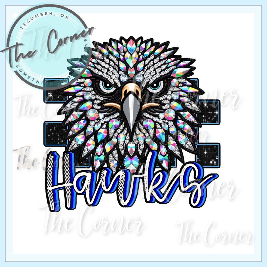 Hawks Heat Transfer Htv Hawk Mascot Retro Hawks Sublimation Design ...