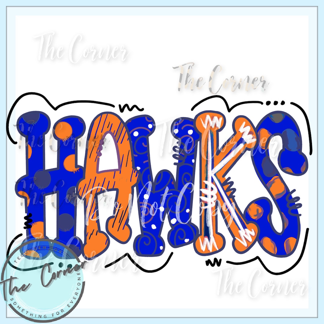 Hawks Heat Transfer Htv Hawk Mascot Hawks Doodle Sublimation Football ...