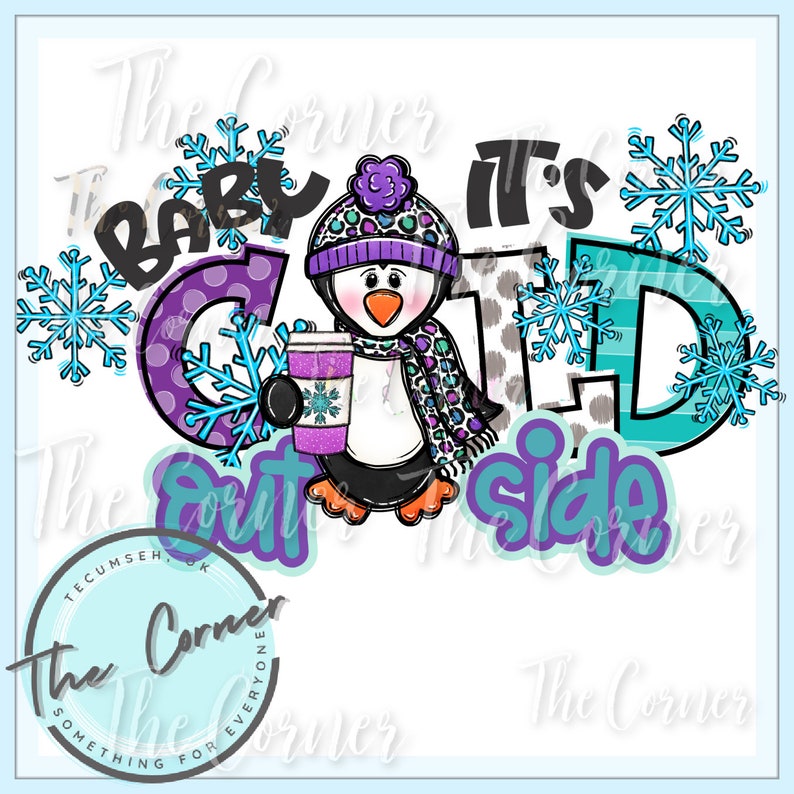 Let It Snow Heat Press Transfer- Winter HTV Transfer- Winter Penguin ...