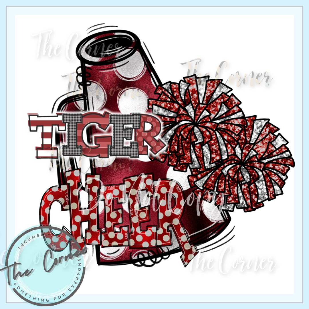 Tiger Cheer Heat Press Transfer- Tiger Mascot HTV Transfer- Football ...