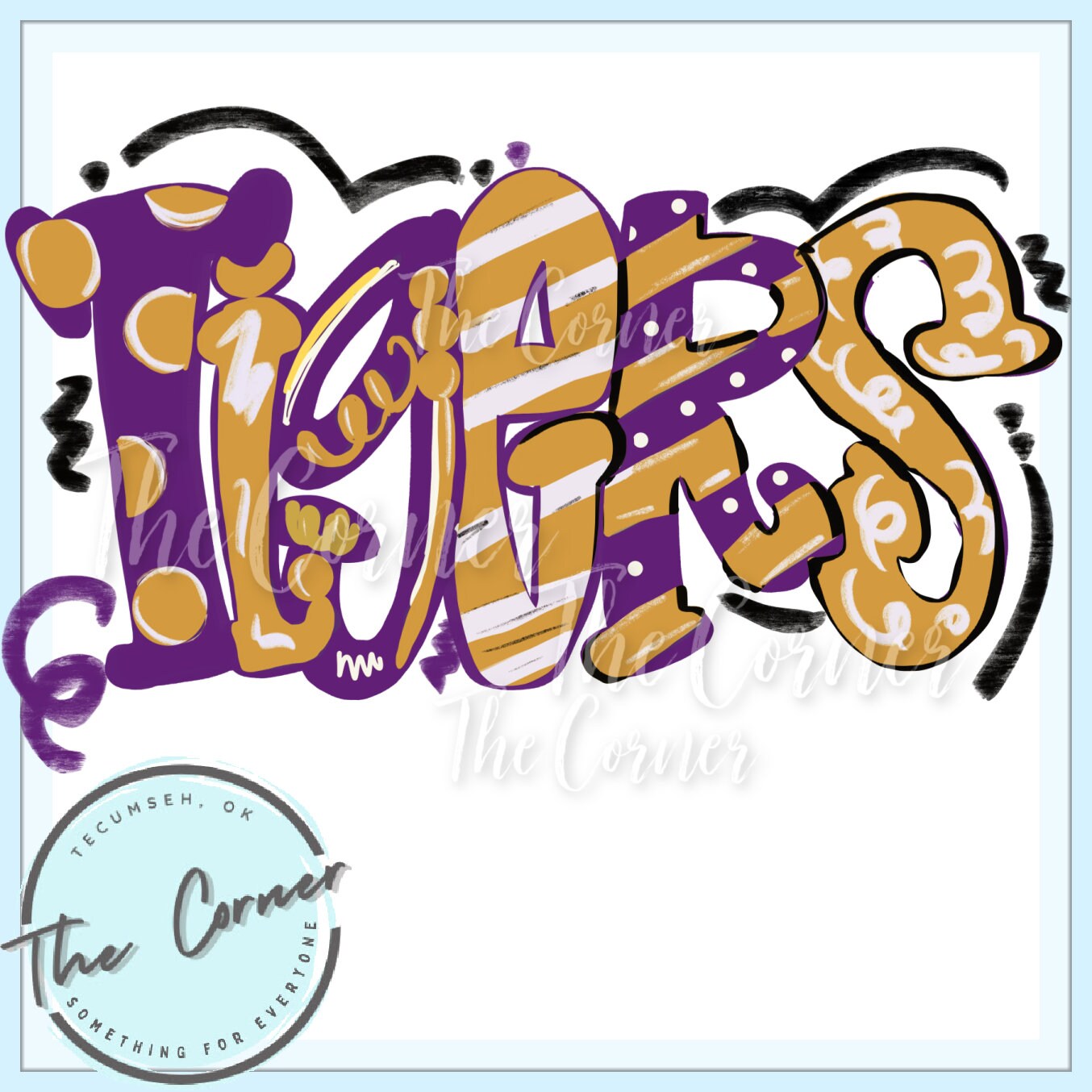 Tiger Heat Transfer Htv Tiger Mascot Htv Tiger Doodle - Etsy