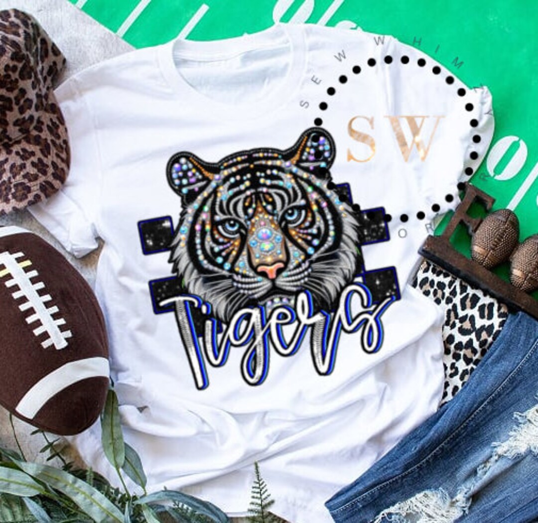 Tiger Football Shirt- Tiger Rhinestone Football Shirt- Tiger Football ...
