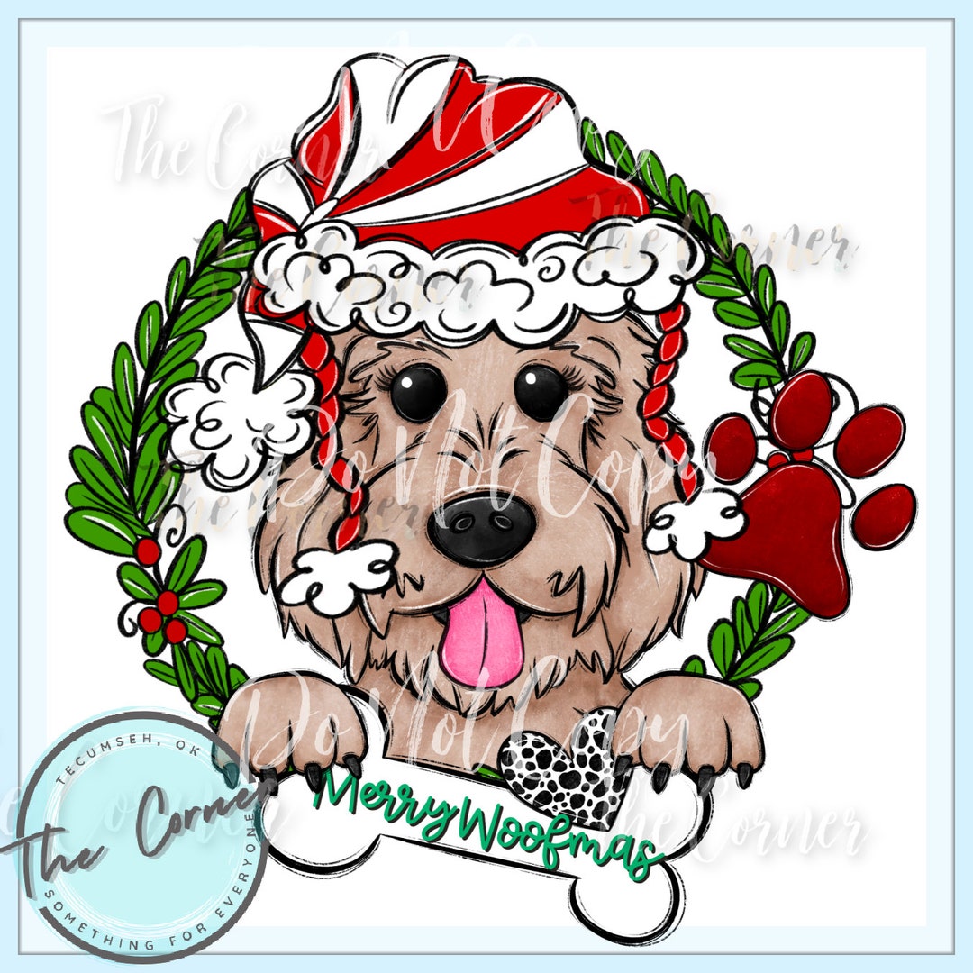 Merry Woofmas Heat Press Transfer- Christmas Labradoodle Transfer ...
