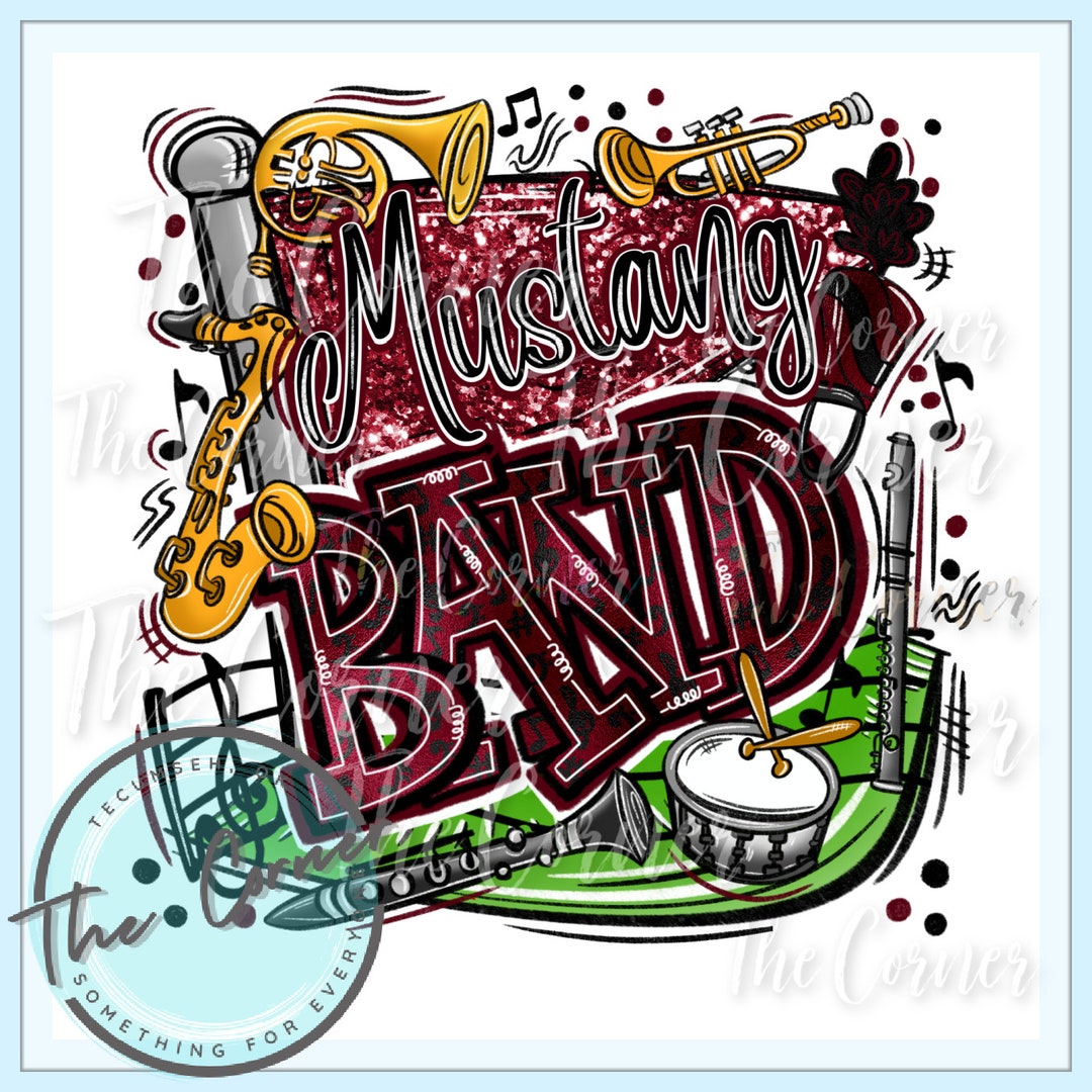 Mustang Band Heat Press Transfer- Mustang Football Mascot HTV Transfer ...