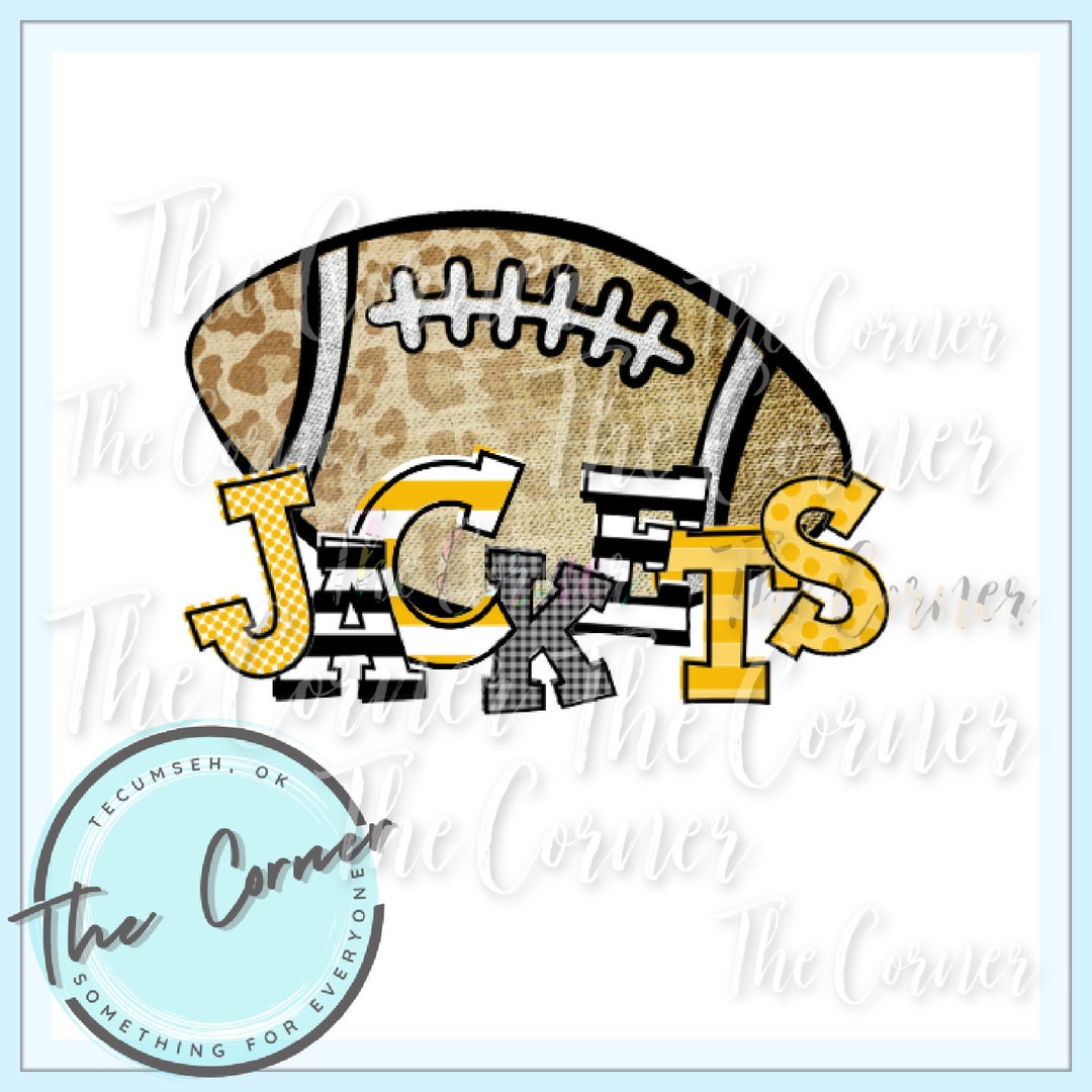 Jackets Heat Press Transfer- Go Jackets Mascot HTV Transfer- Football ...