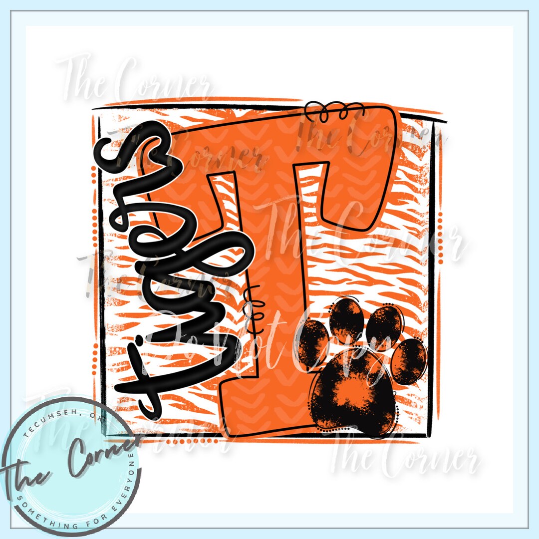 Tiger Heat Transfer Htv- Tiger Mascot Htv- Tiger Doodle Sublimation ...