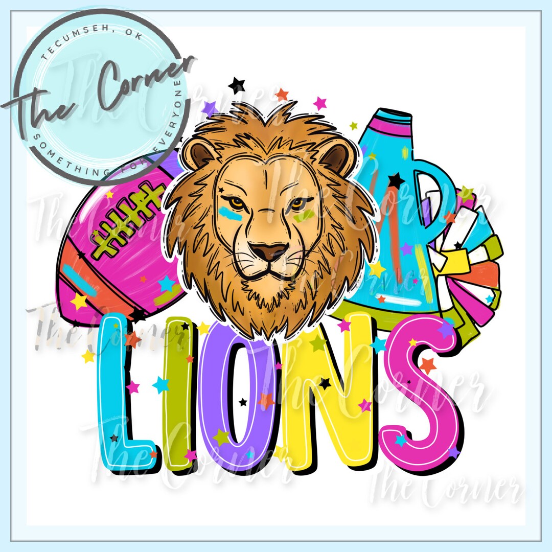 Lions Heat Press Transfer- Go Lions Mascot HTV Transfer- Football Team ...