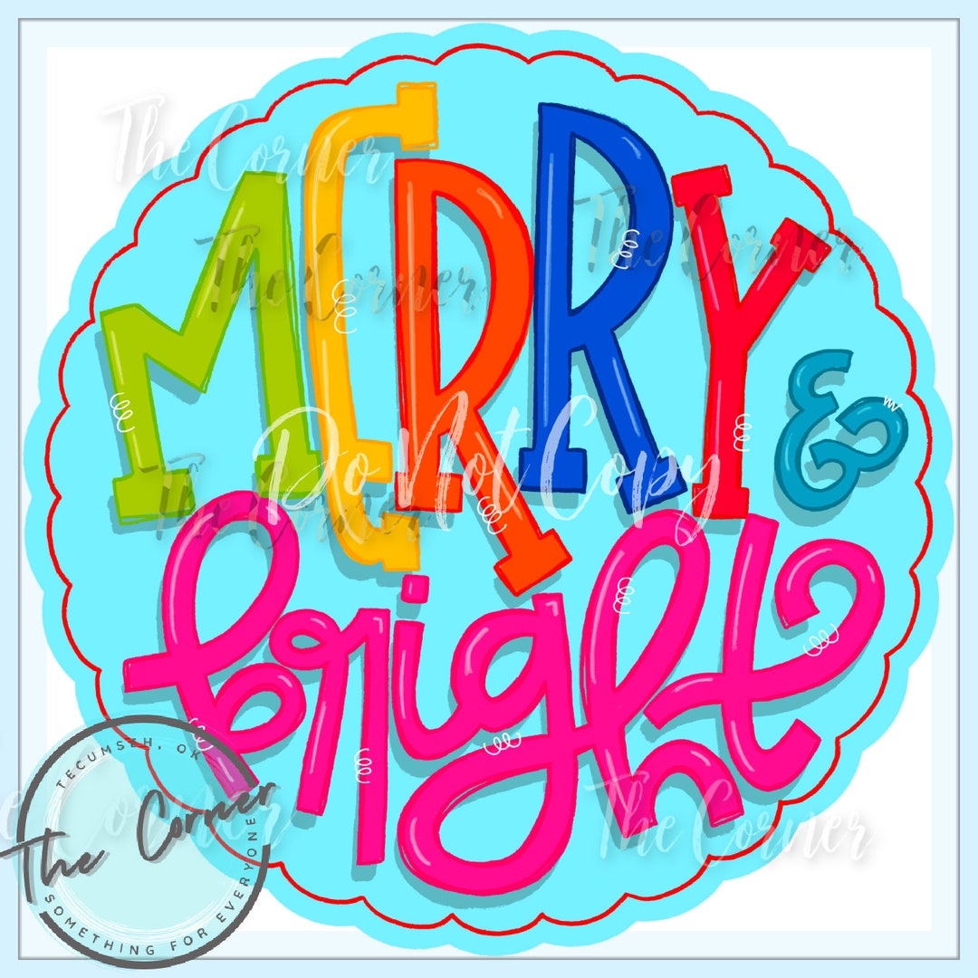 Merry and Bright Heat Press Transfer- Merry Christmas HTV Transfer ...